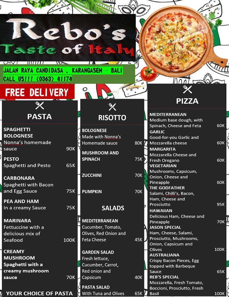Menu at Ciao Pizzeria Candidasa, Sengkidu