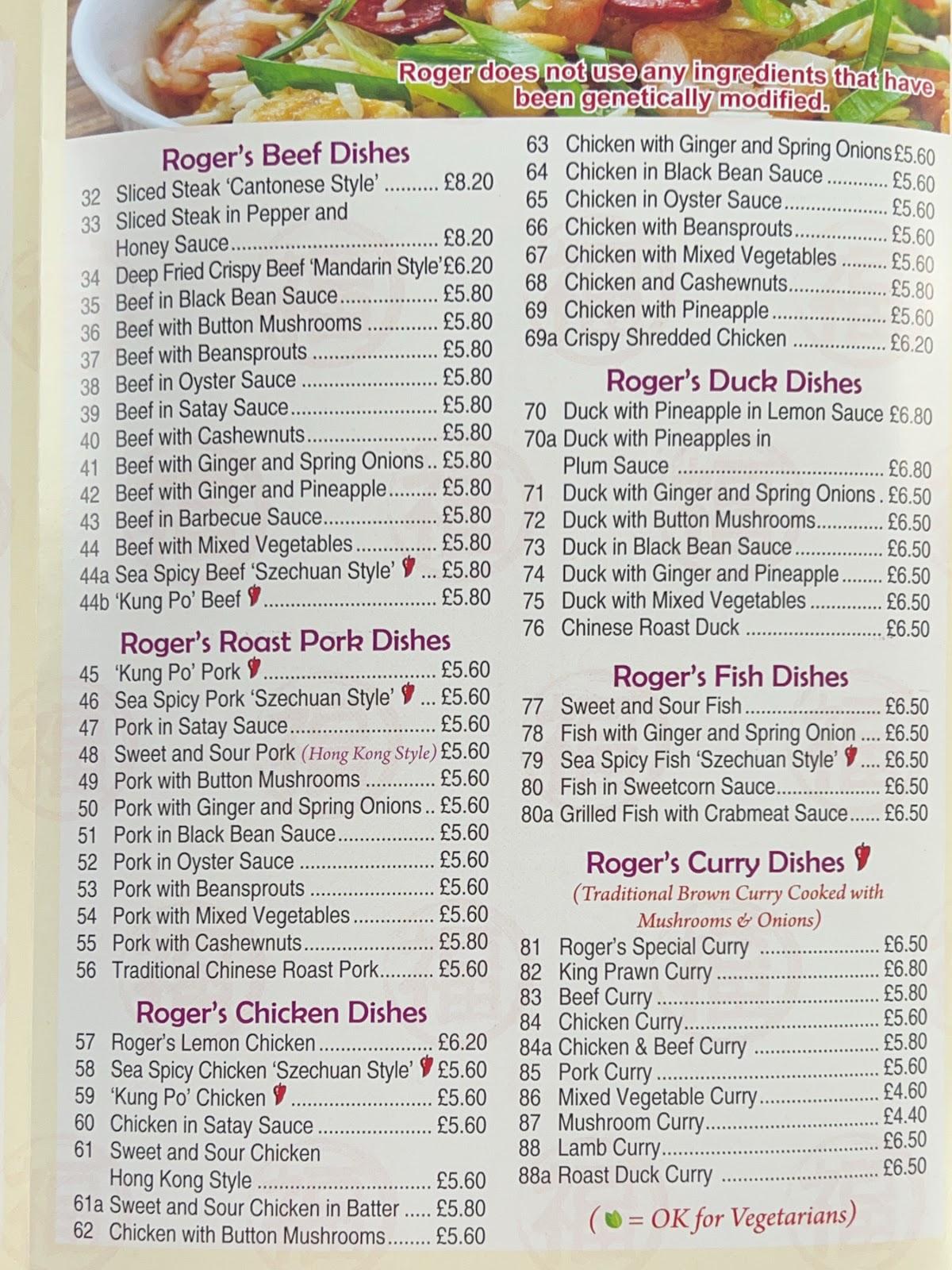 Menu at Rogers Take Away fast food, Llantwit Major