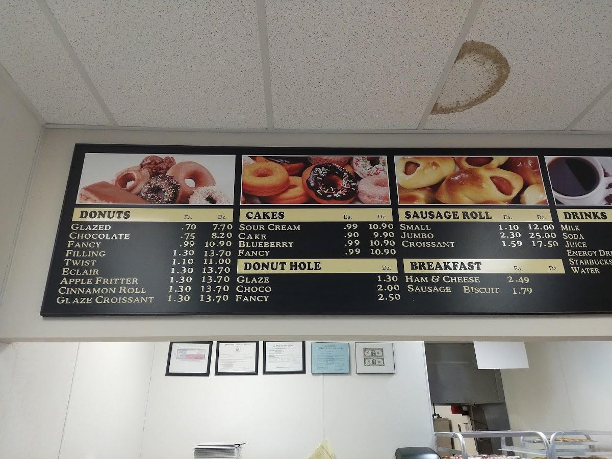 Menu at Diamond Donuts, Dallas