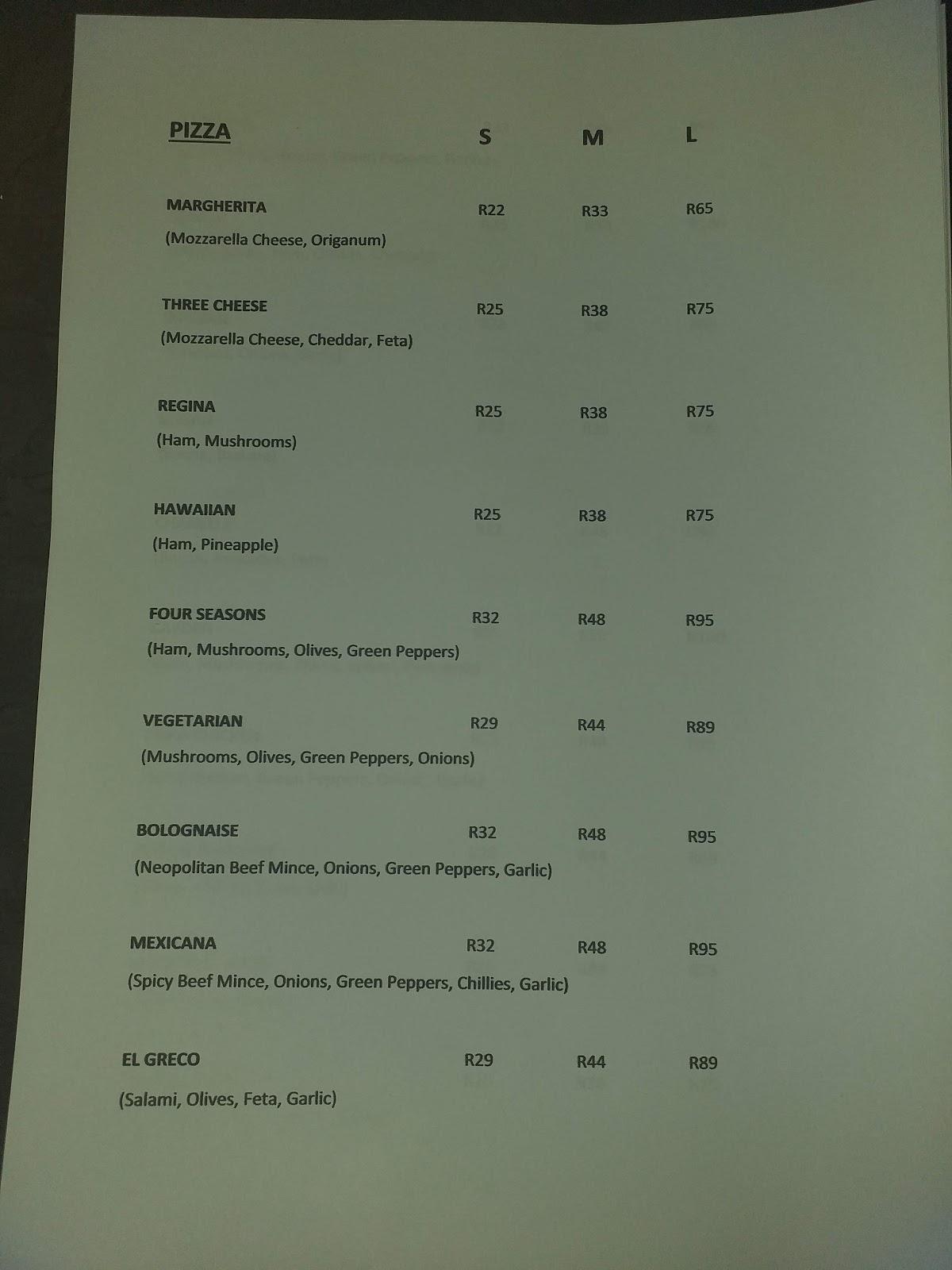 Menu at @Home Pizza pizzeria, Brakpan