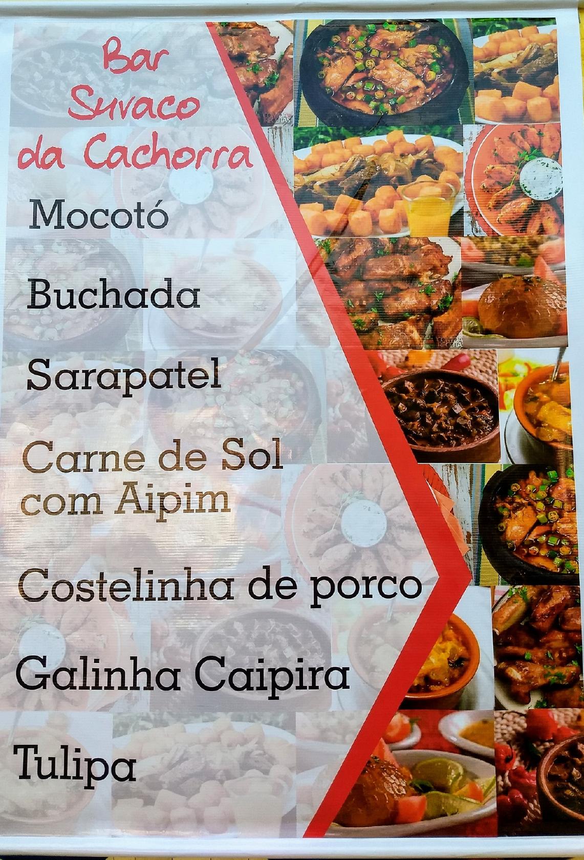 Menu em Bar Suvaco da Cachorra, Brasil