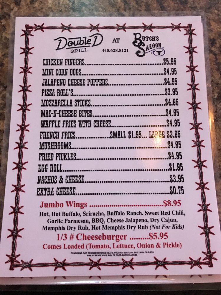 Menu at Butch's Saloon pub & bar, North Royalton