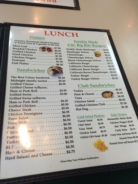 Menu at Cuban Cafe, Perth Amboy, 225 Smith St A