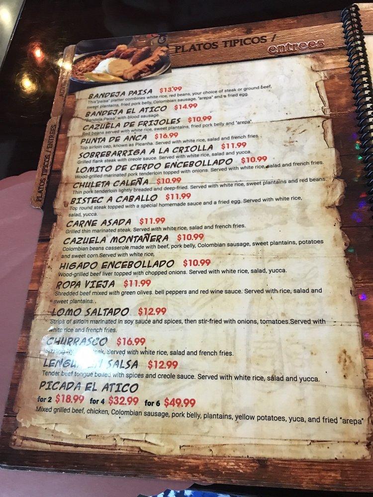 Menu at El Atico Restaurant, Boynton Beach