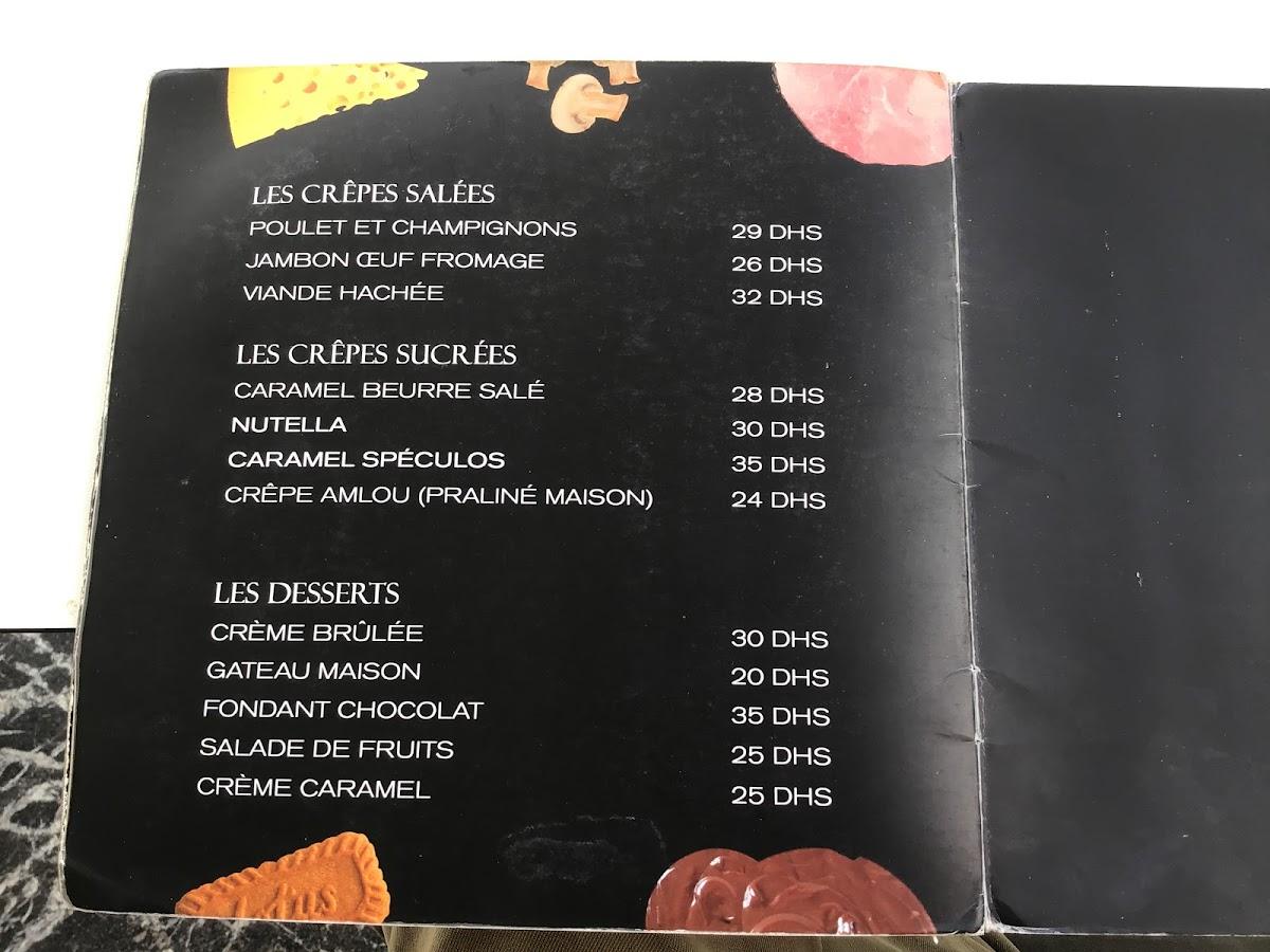 Menu at L’Atelier cafe, Agadir, Av. Hassan II