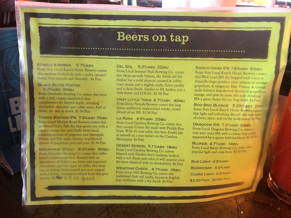 Menu at Orehouse Hilltop Tavern pub & bar, Oracle
