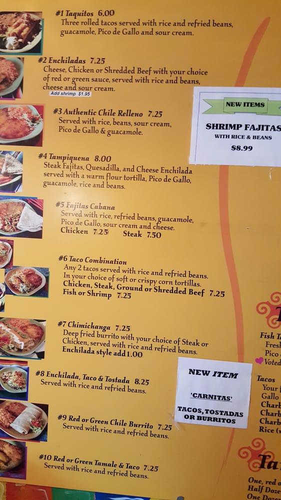 Menu at Salsa Cabana Mexican Grill restaurant, Mesa