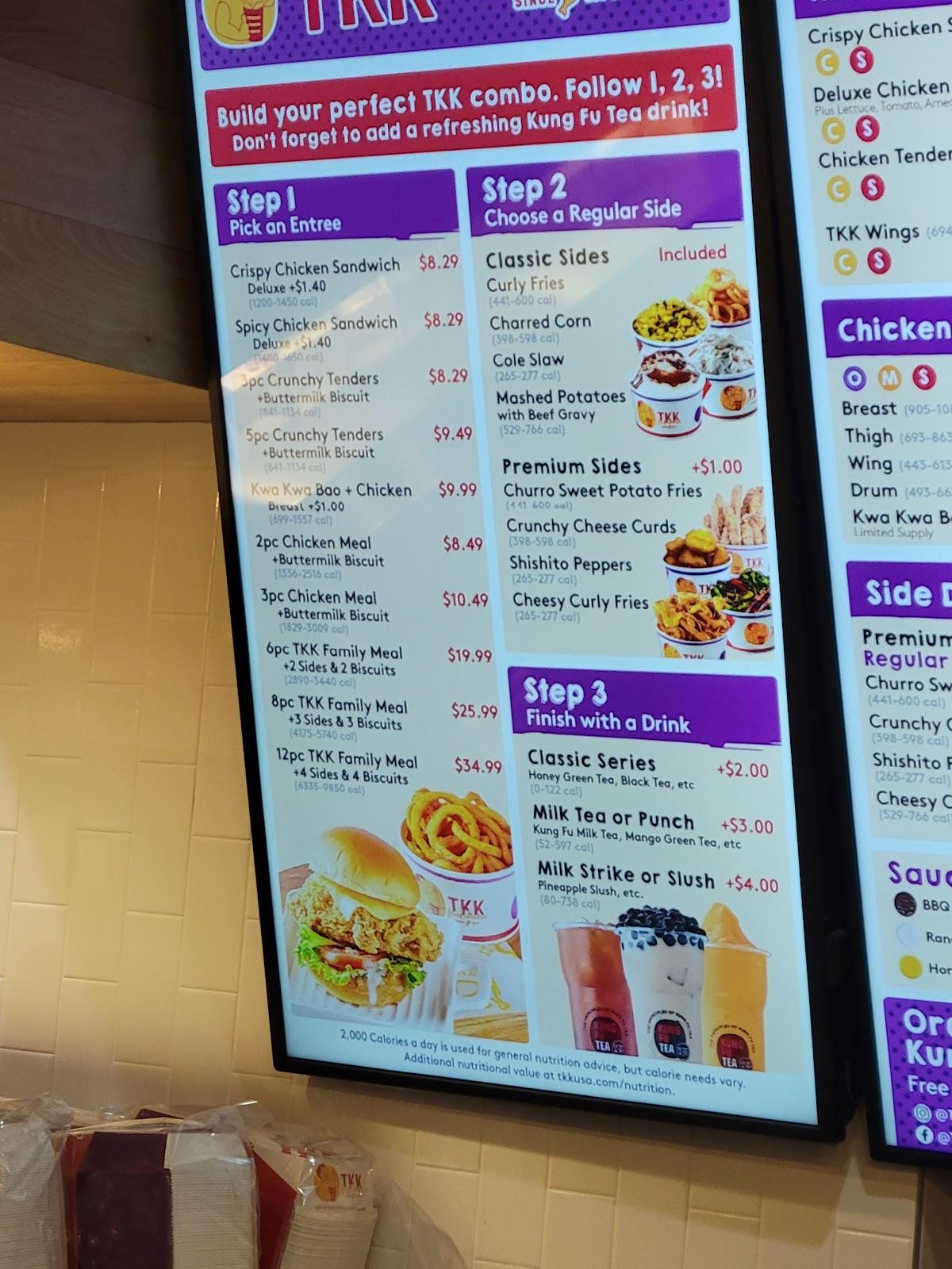 Menu at T.K.K. Fried Chicken restaurant, Baltimore