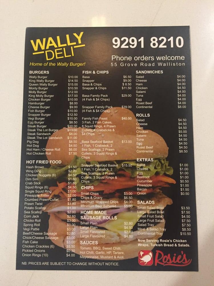 Menu at Walliston Deli fast food, Walliston