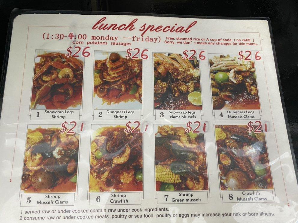 Menu at Crabby Crabby restaurant, San Leandro