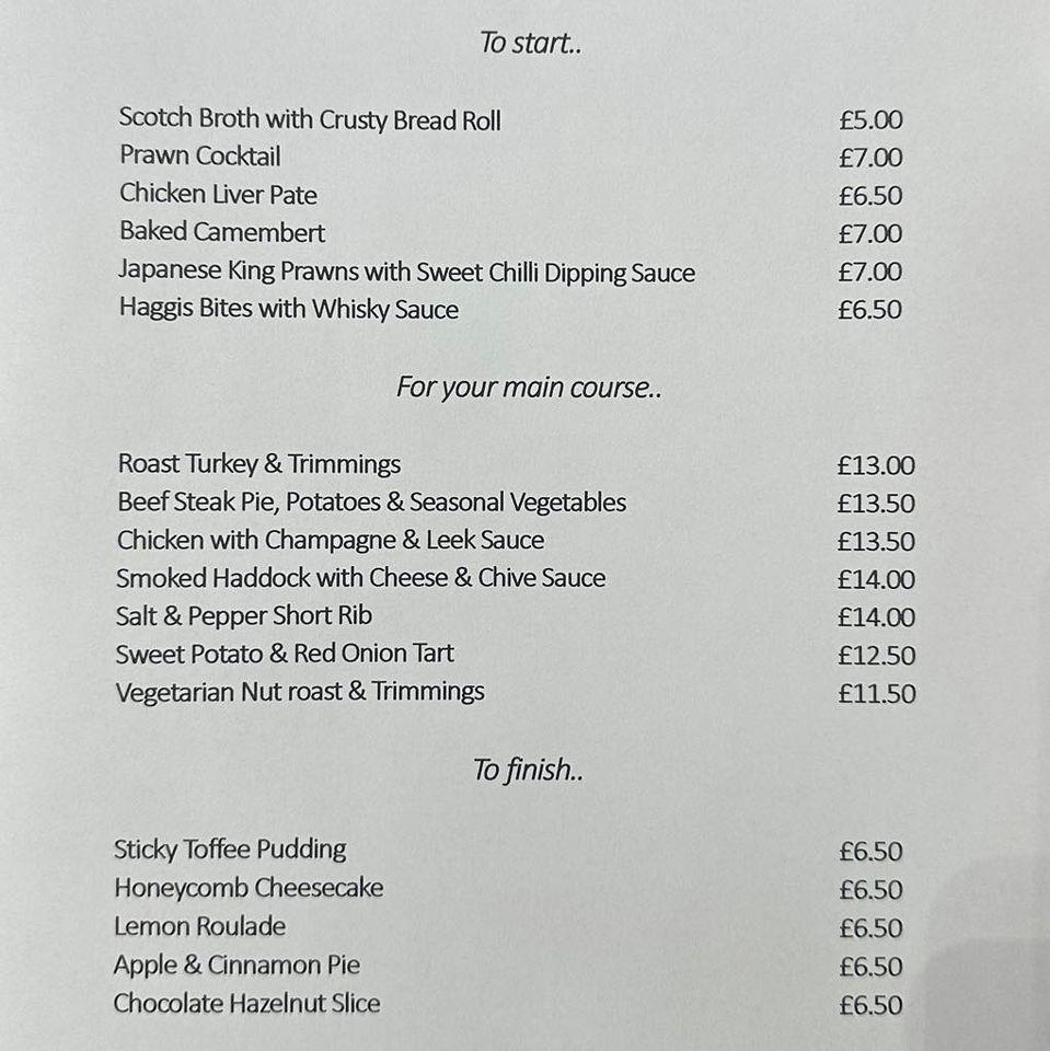 Menu at Findlay's Hotel & Restaurant, Fraserburgh