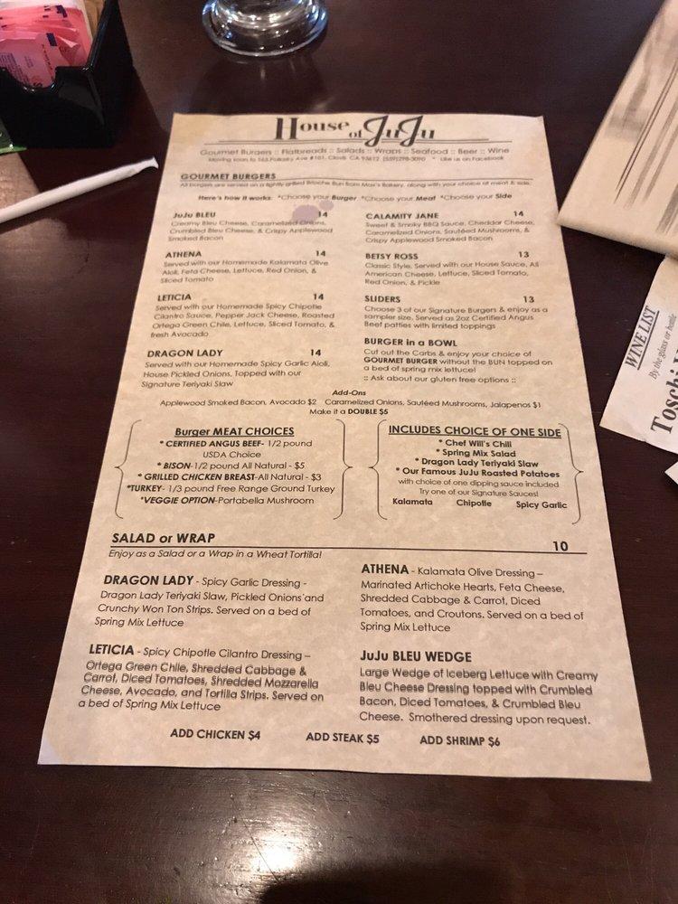 Menu at House of JuJu pub & bar, Clovis, 565 Pollasky Ave #101