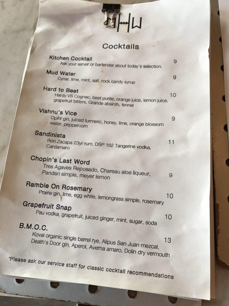 Menu at Mud Hen Water pub & bar, Honolulu, Waialae Ave