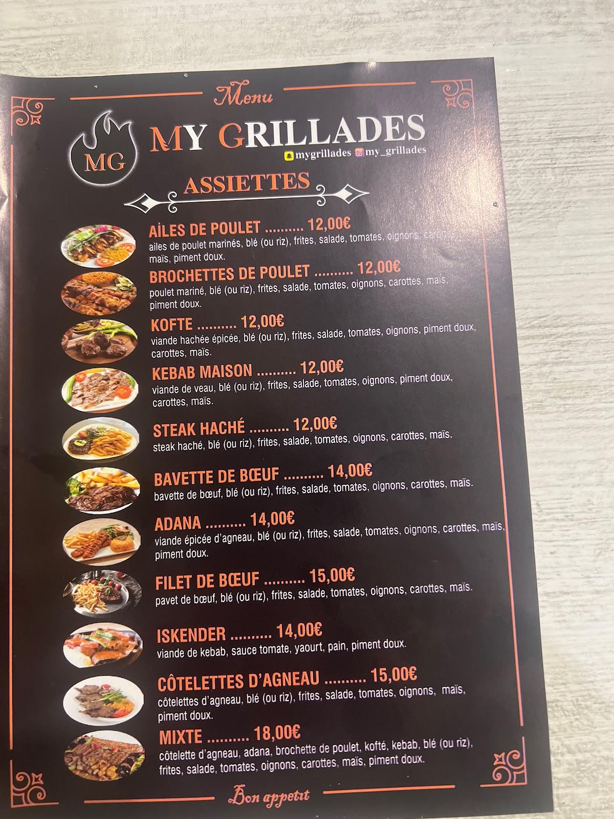 Menu at My grillades restaurant, Davézieux