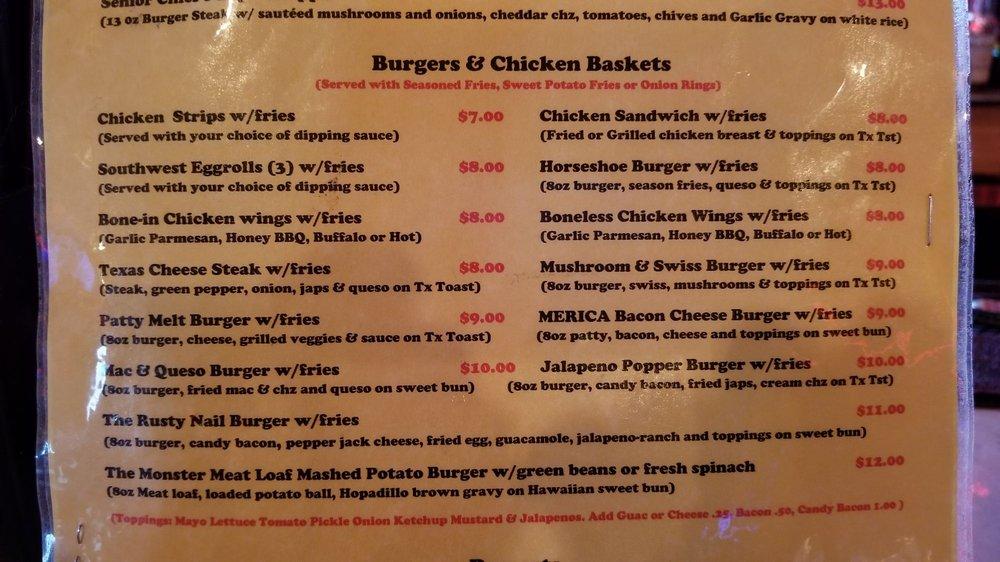 Menu at Rusty Nail Bar, Houston