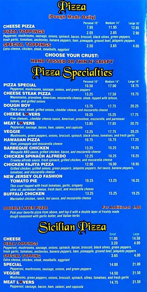 Menu at Anthony's Pizza pizzeria, Front Royal