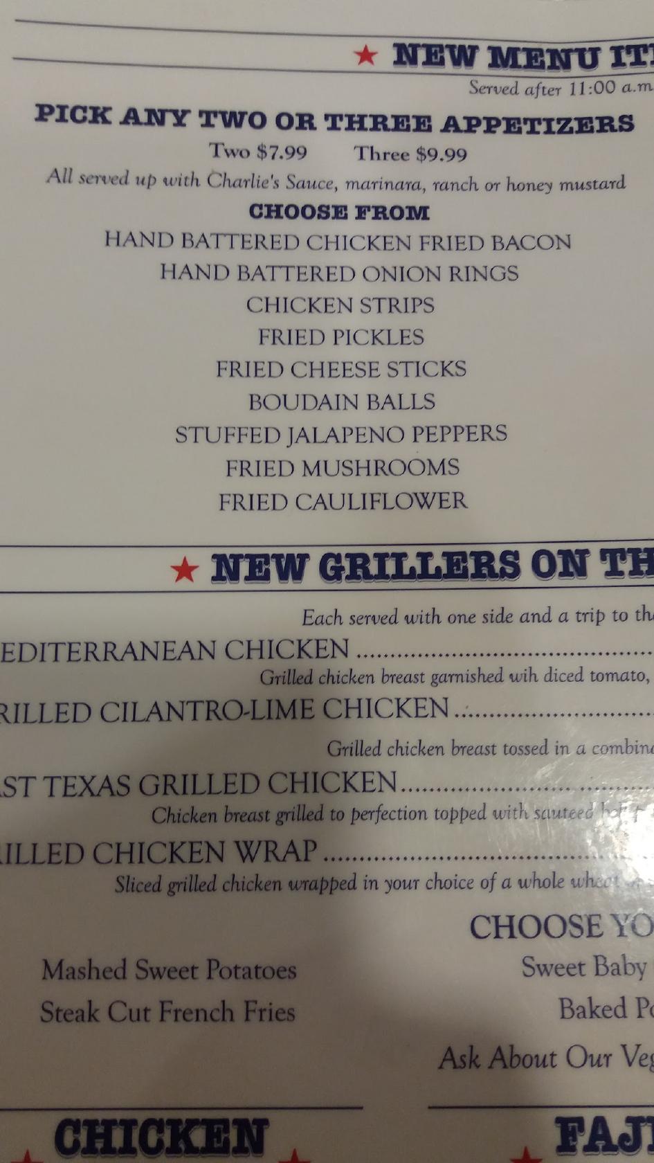 Menu at Lone Star Charlie's Family Restaurant, Lufkin