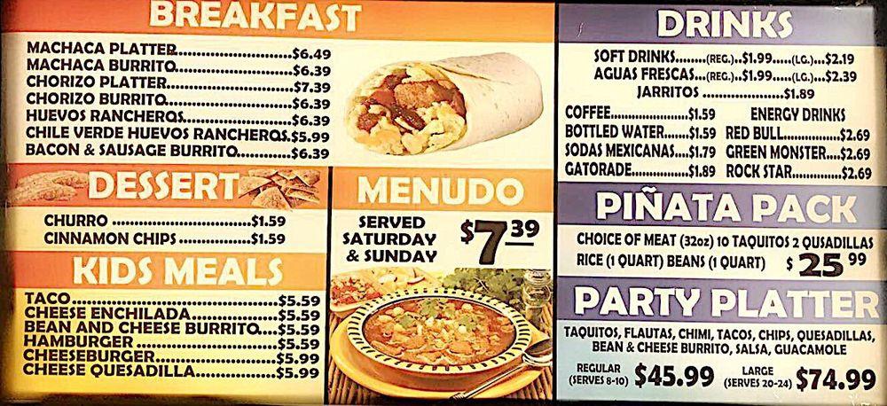 Menu at Los Tacos restaurant, Bakersfield, Roberts Ln