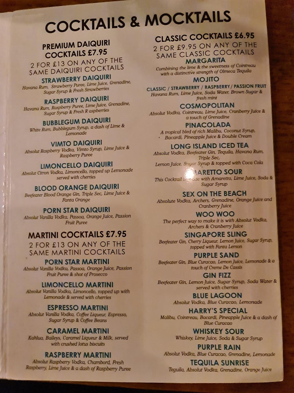 Menu at Olivello pub & bar, Middlesbrough