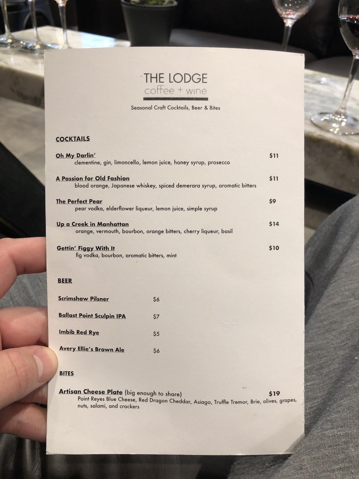 Menu at The Lodge • Bar & Patio, Reno