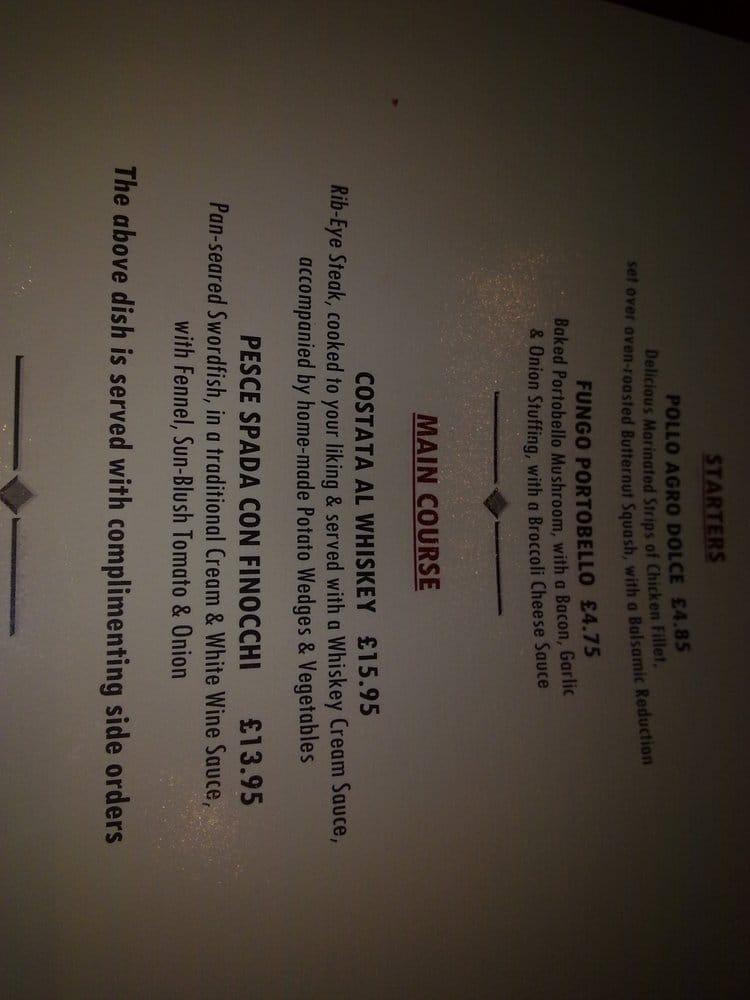 Menu at Villa Italia pizzeria, Belfast