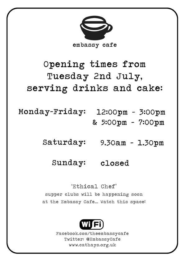 Menu at Embassy Cafe, Cardiff
