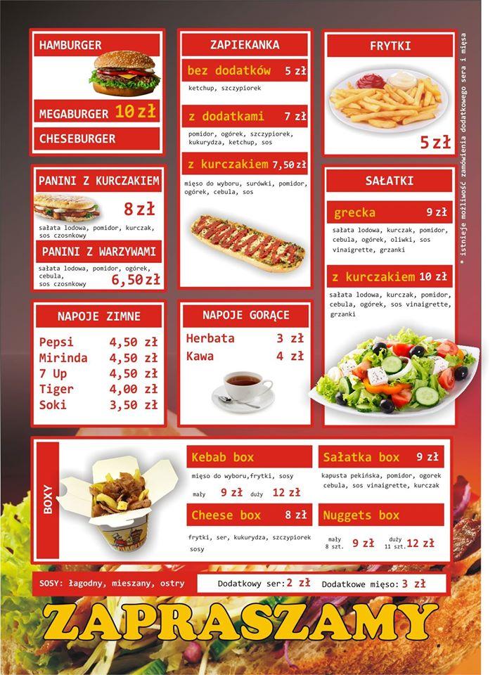 Menu at King Kebab Leżajsk, Leżajsk