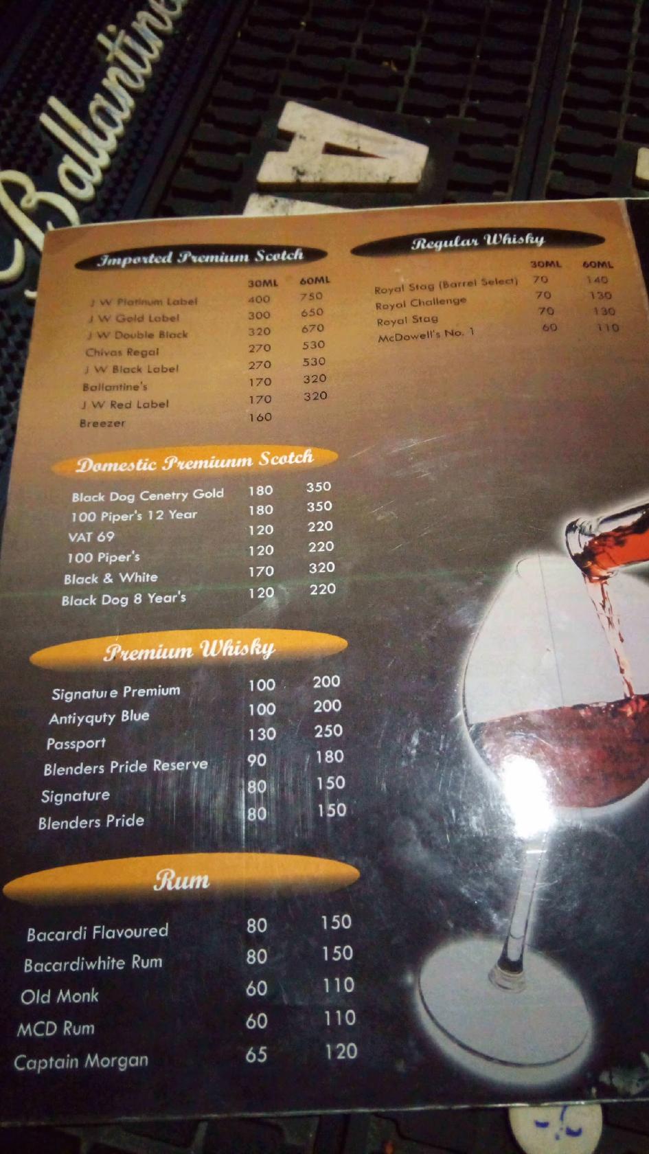 Menu at Night Club Bar and Restaurant, Turkaha