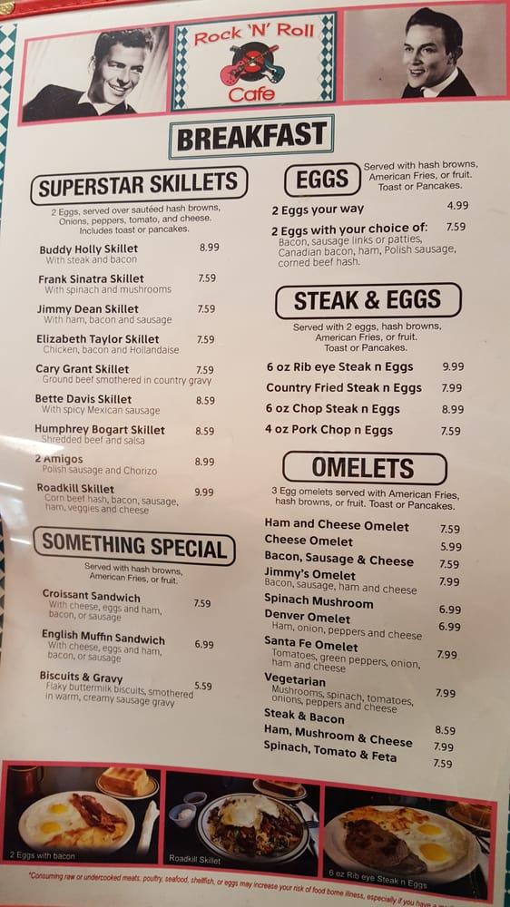 Menu at Rock N Roll Cafe, Stevens Point