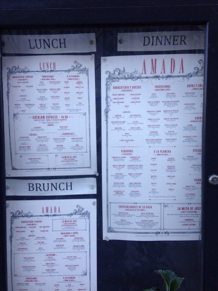 Menu at Amada pub & bar, Philadelphia