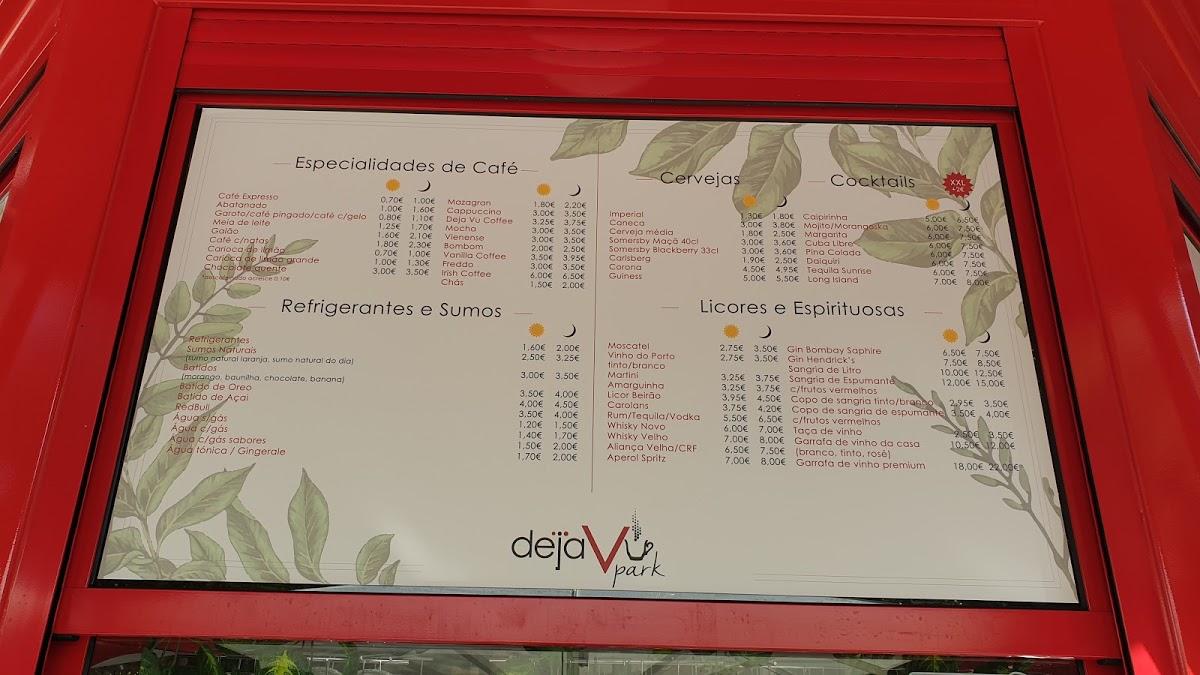 Menu at Déjà Vu Park, Lisbon, Campo Grande 351