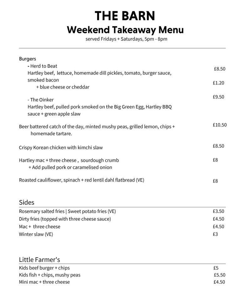 Menu at Hartley Farm Shop & Kitchen cafe, Bradford-on-Avon