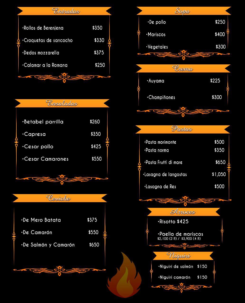 Menu at Kandela Jarabacoa restaurant, Jarabacoa