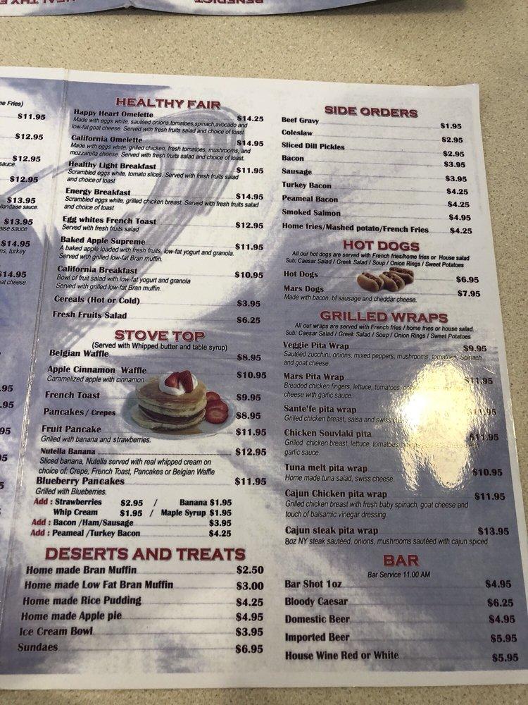 Menu at Mars Diner restaurant, Toronto