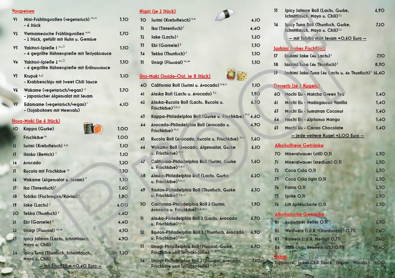 Menu at Sushi Now restaurant, Miesbach