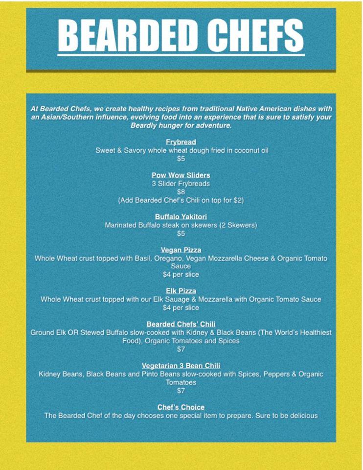 Menu at The Bearded Chefs restaurant, Spokane