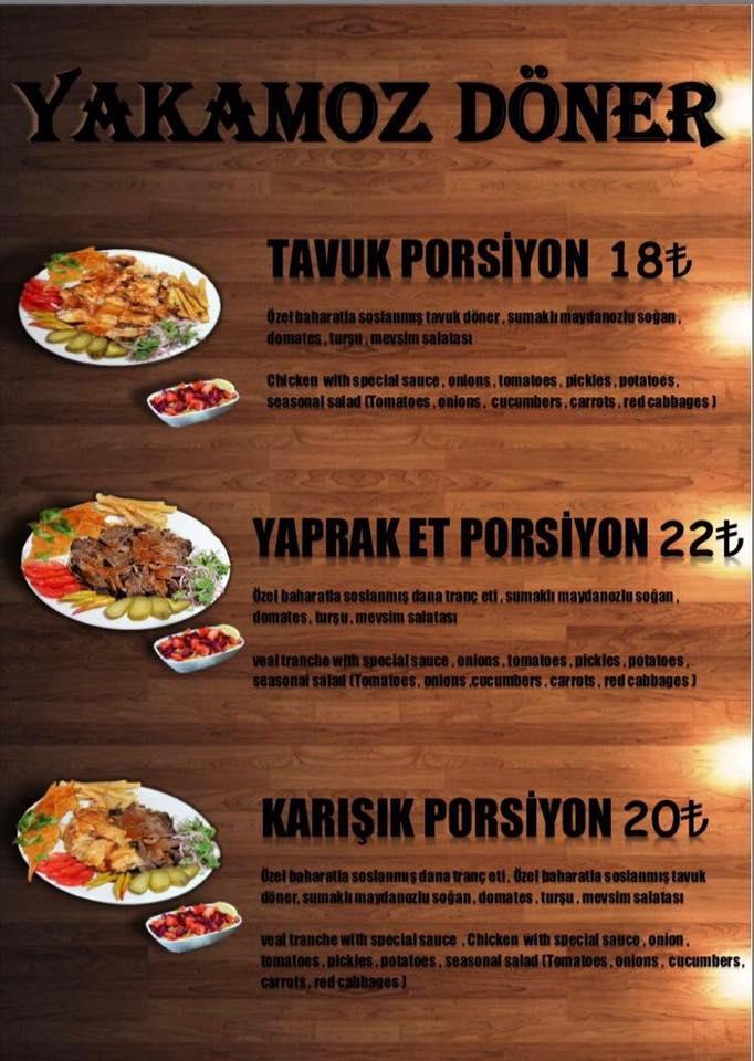 Menu at Yakamoz Dürüm, Istanbul