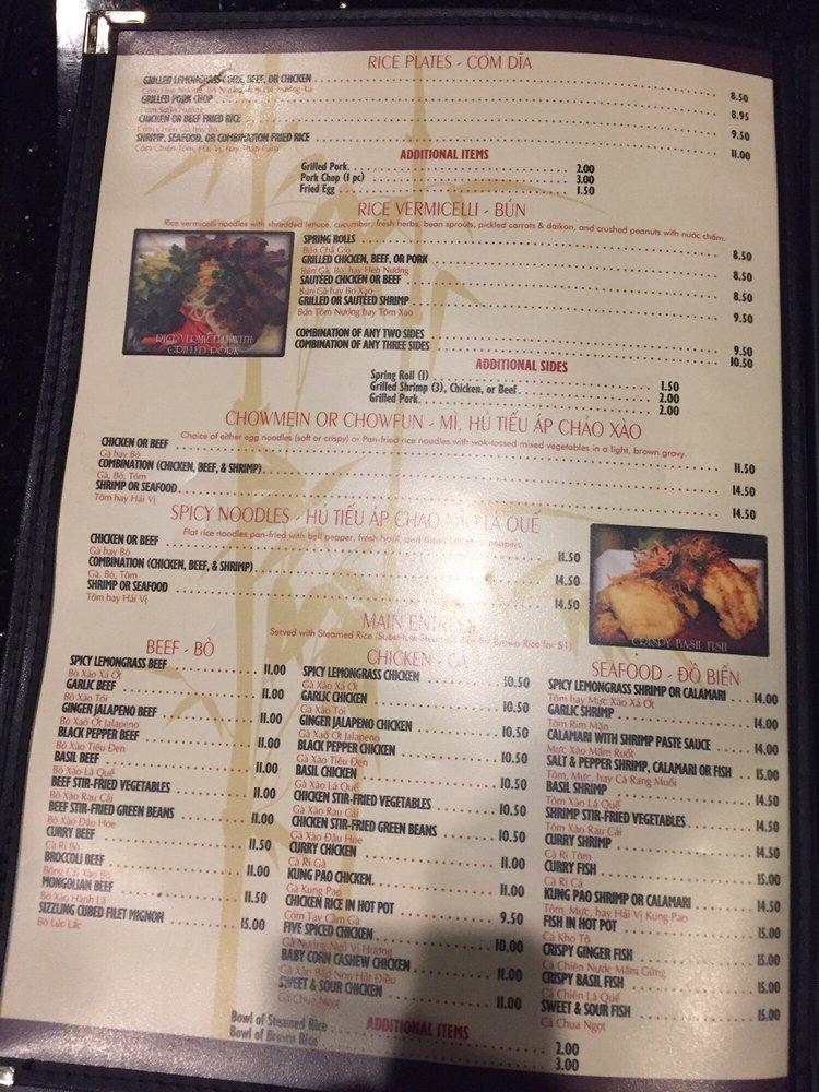 Menu at Á Đông Restaurant, Loma Linda