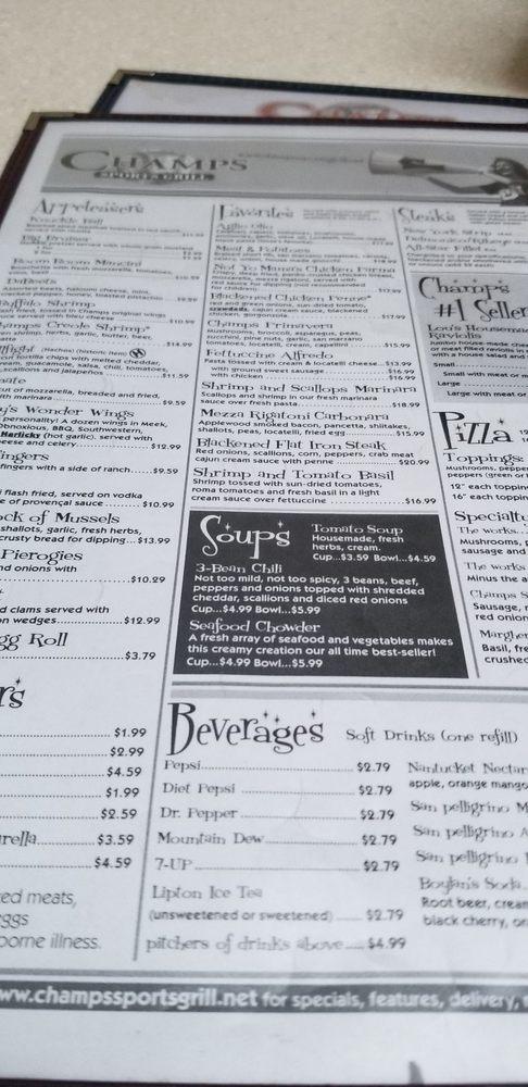 Menu at Champs Sports Grill pub & bar, State College, N Atherton St