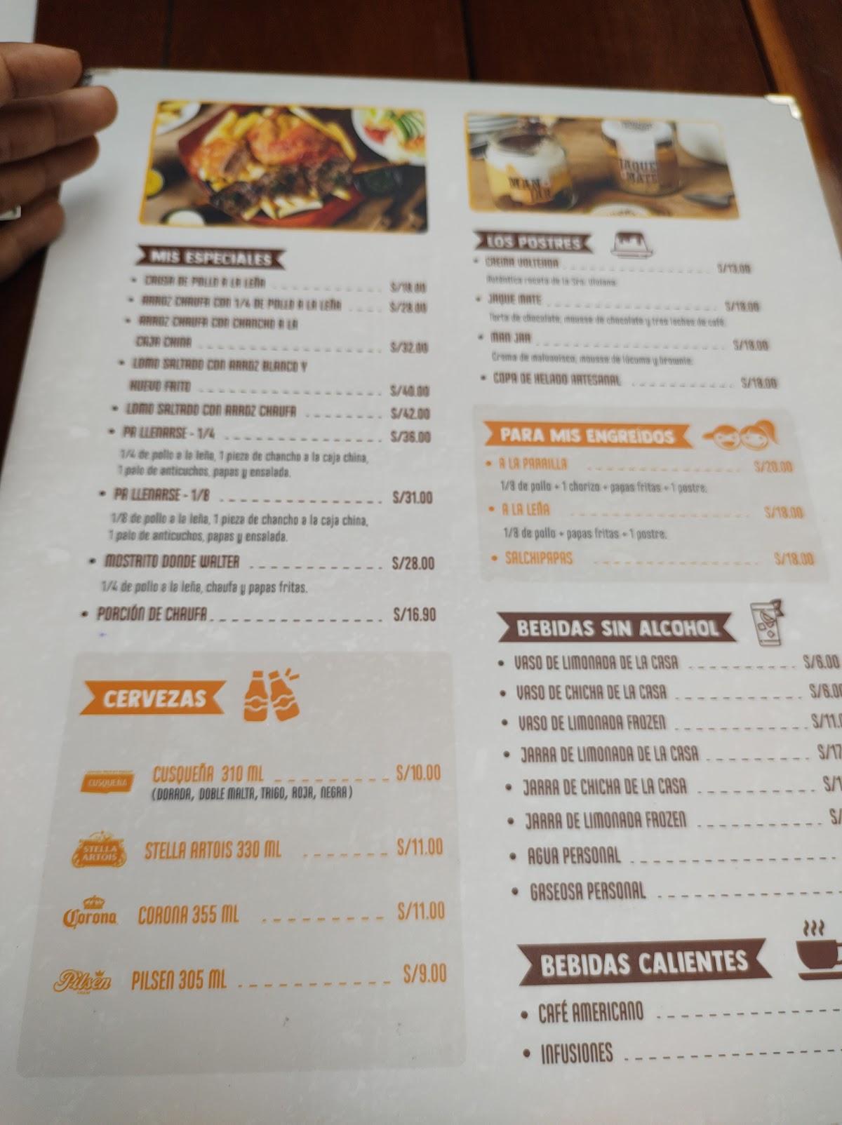 Carta del restaurante DONDE WALTER, Santiago del Surco