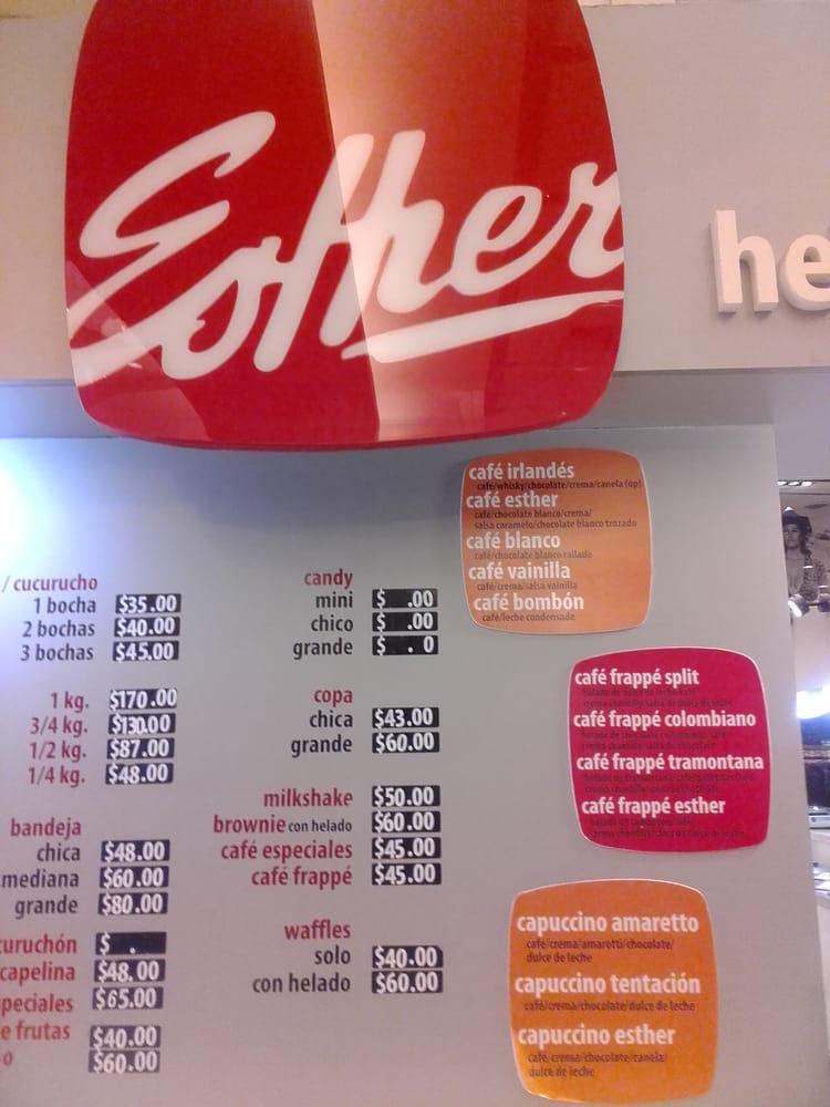 Menu at Esther, Rosario