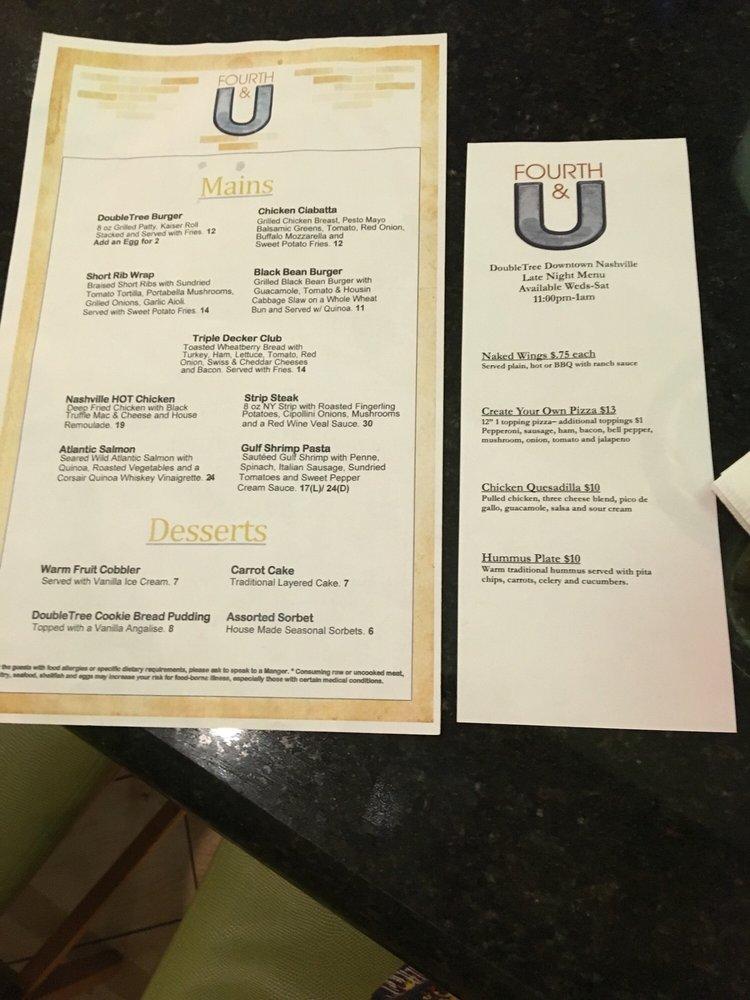Menu at Fourth & U pub & bar, Nashville
