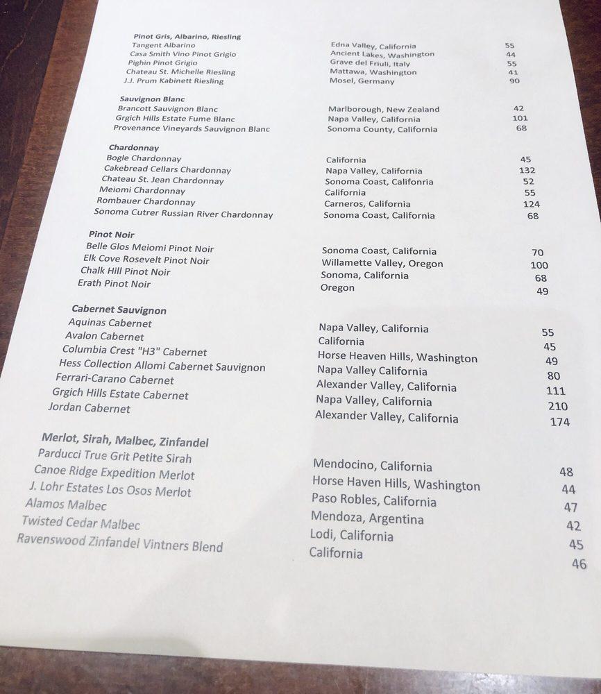 Menu at Salt Stone restaurant, Salt Lake City