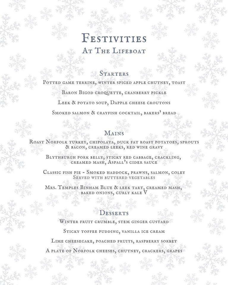 Menu at The Lifeboat Inn pub & bar, Thornham