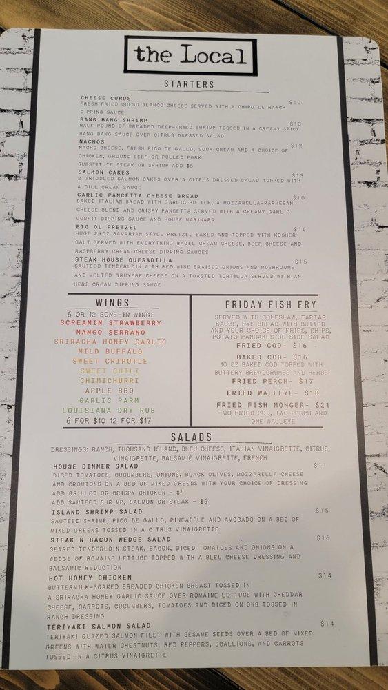 Menu at The Local pizzeria, Muskego