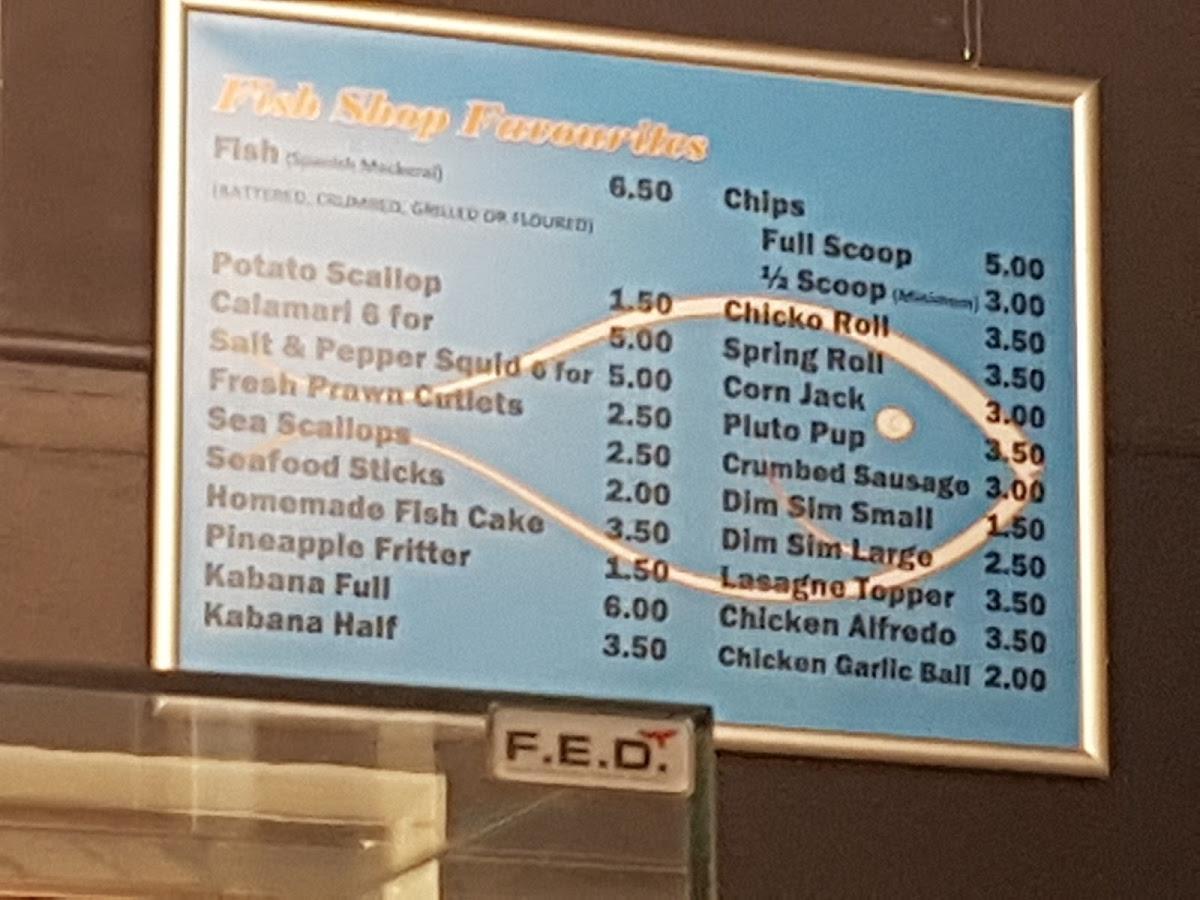 Menu at Abbott Street Fish Bar, Oonoonba