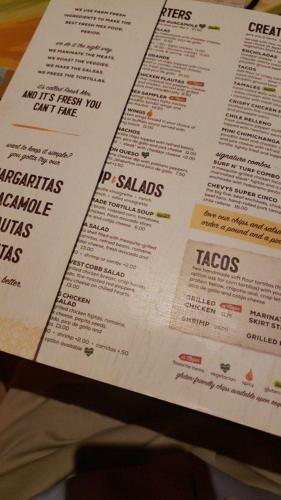Menu at Chevys Fresh Mex pub & bar, Concord, Tesson Ferry Rd