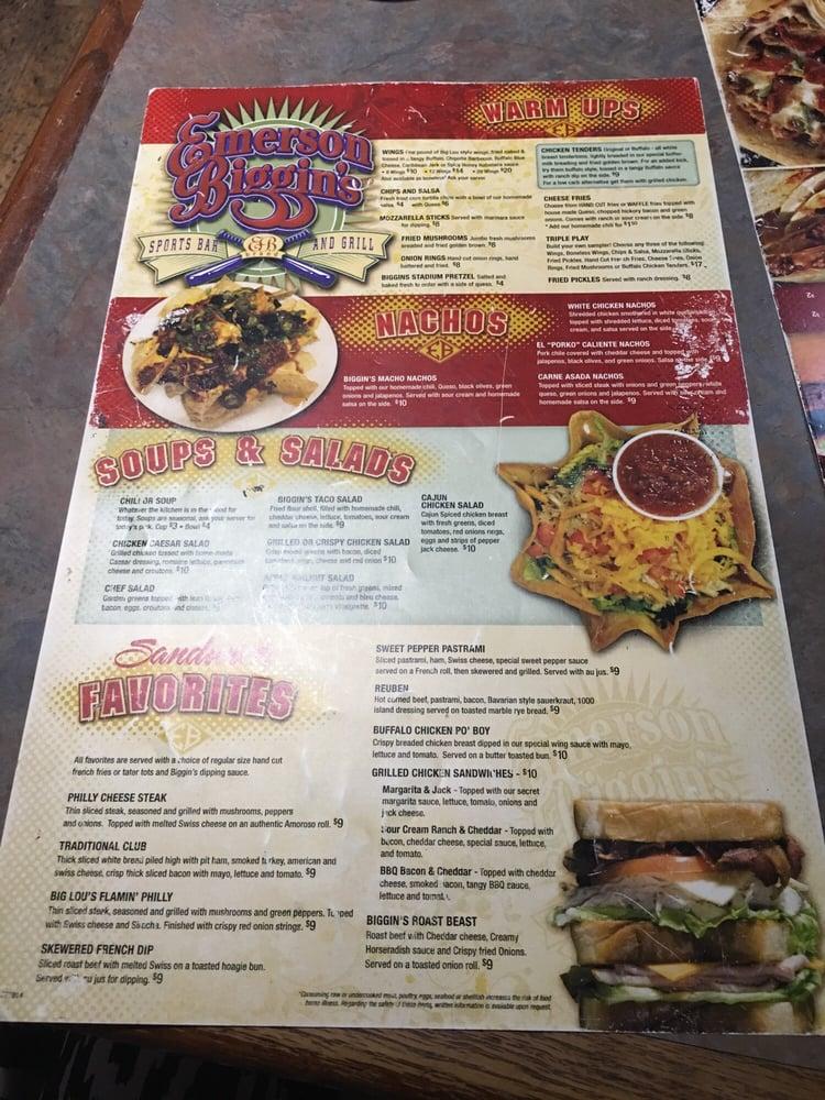 Menu at Emerson Biggins pub & bar, Wichita, 808 E Douglas Ave