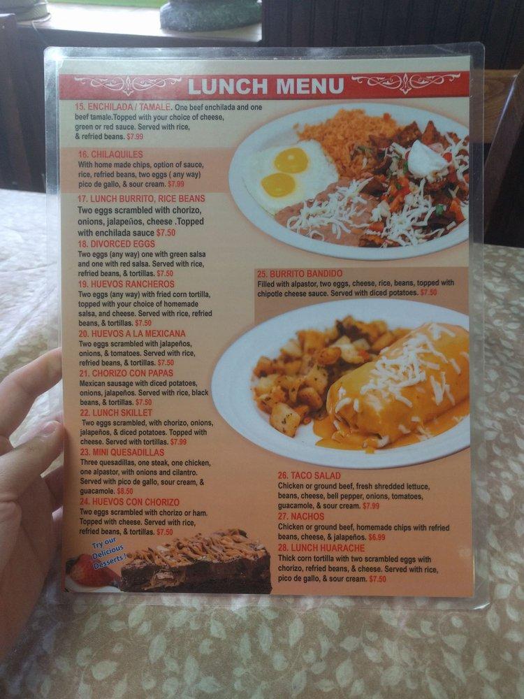 Menu at Huaraches Moroleon restaurant, Urbana