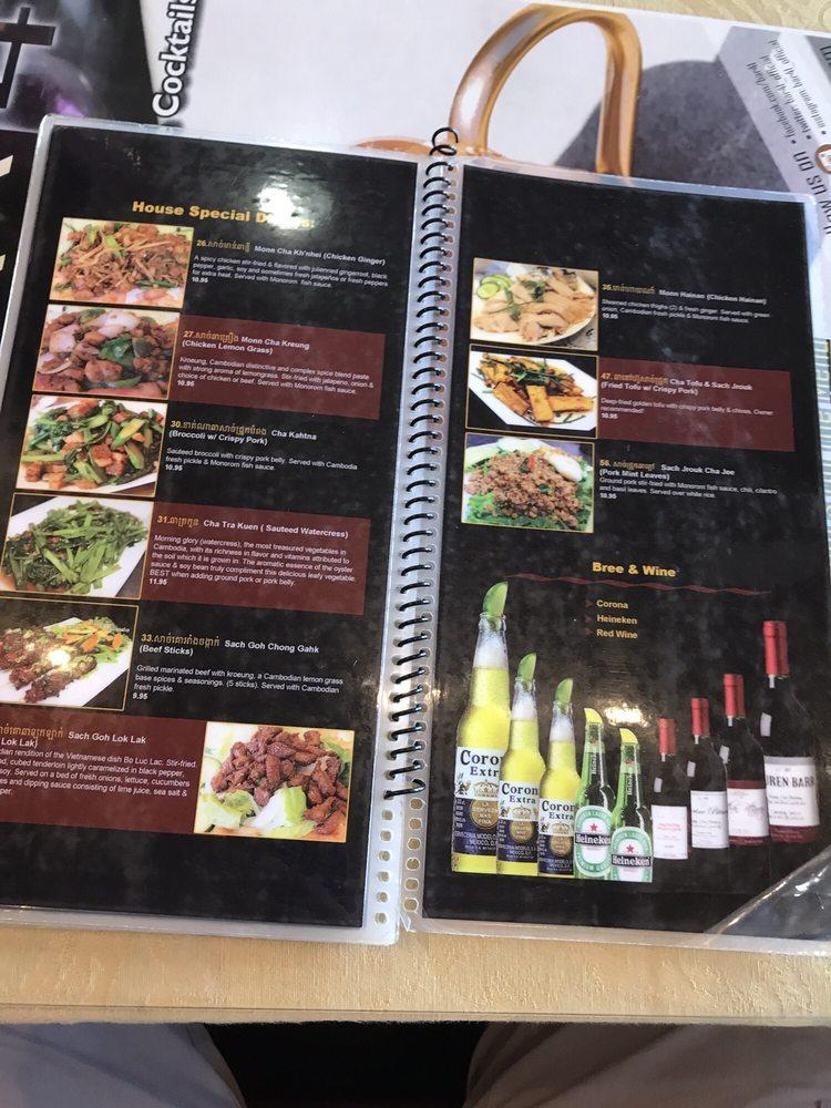 Menu at Monorom Cambodian Restaurant, Long Beach